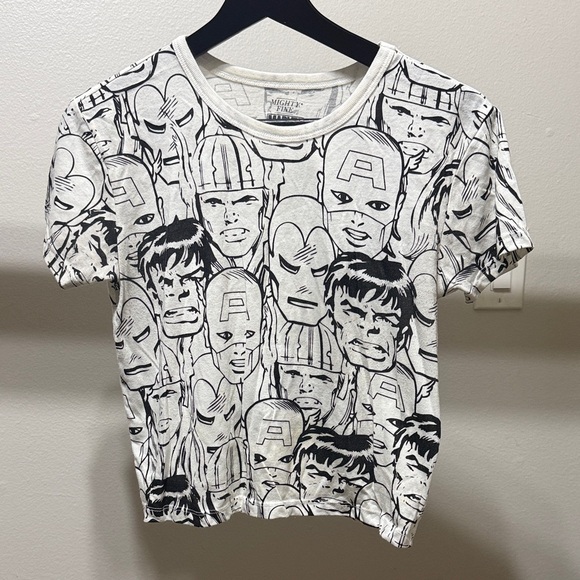 Marvel | Tops | Marvel Graphic Crop Top Shirt With Comic Faces | Poshmark